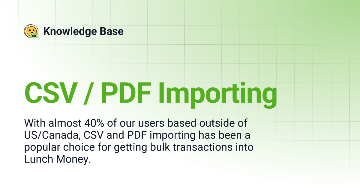 CSV / PDF Importing | Knowledge Base