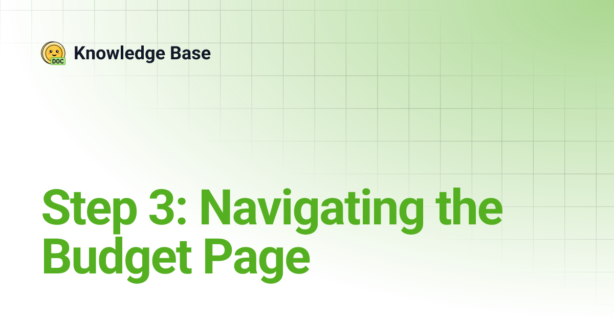 Step 3: Navigating the Budget Page | Knowledge Base